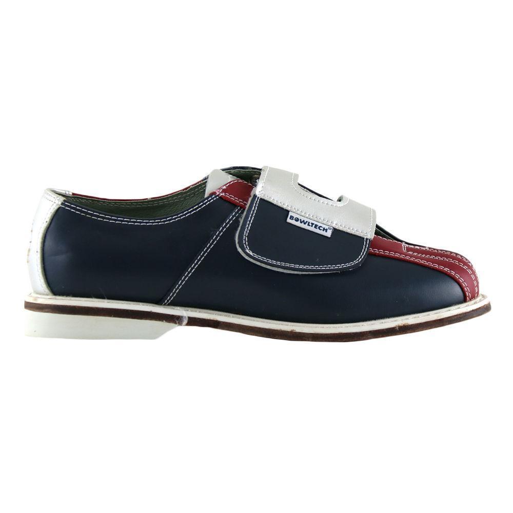 Velcro kids Bowling Shoes in Leather - Blue Silver & red